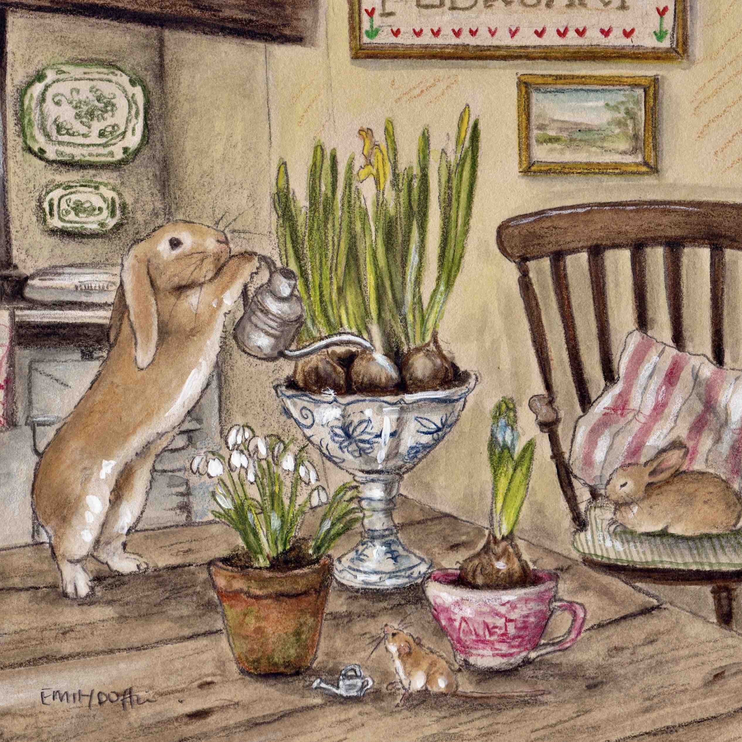 Country Kitchen In Spring – Emily Duffin Country Illustrations